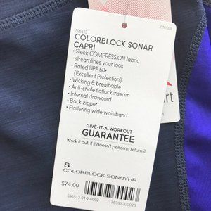 Athleta | Pants & Jumpsuits | Athleta Colorblock Sonar Capri Leggings ...